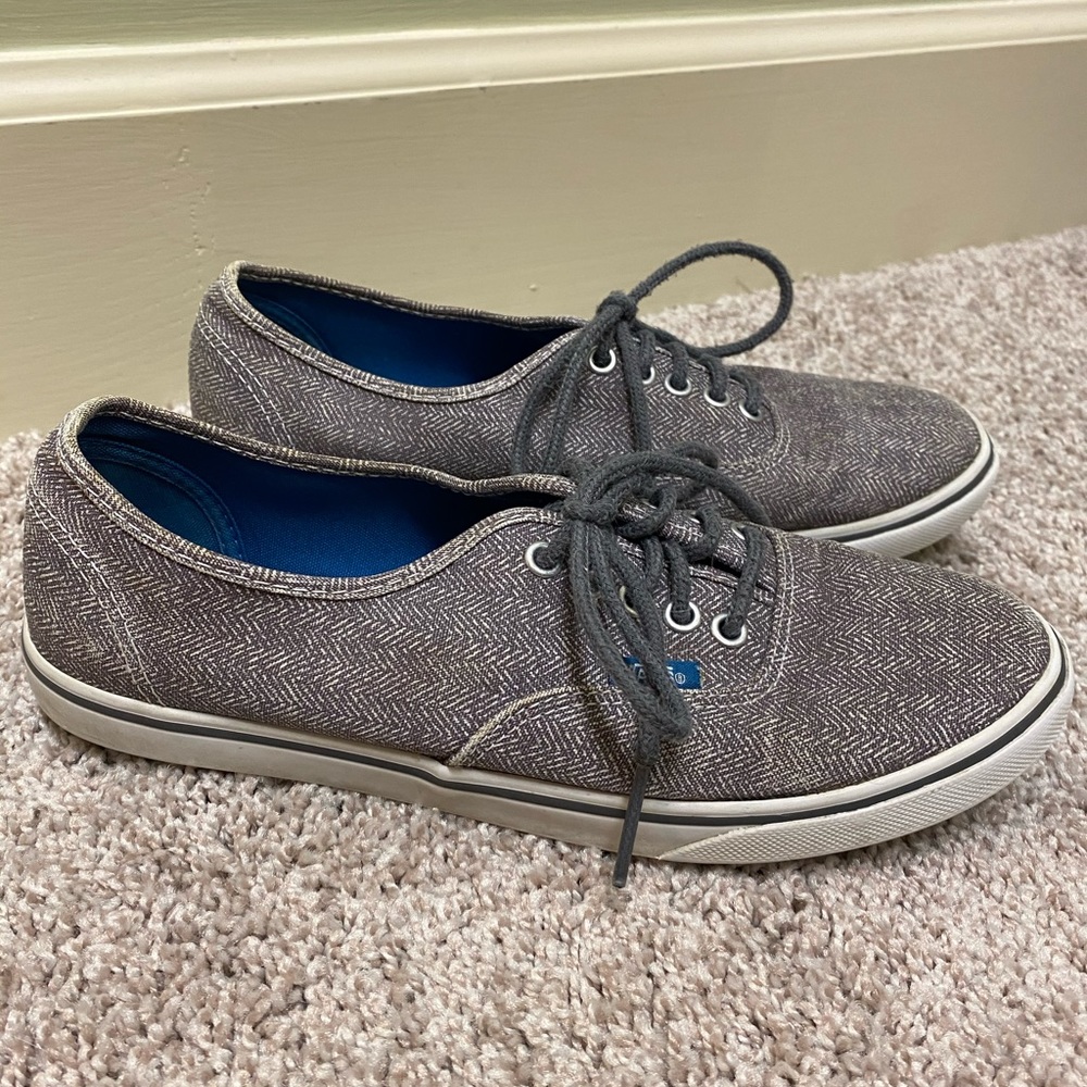 Vans- Grey And White Herringbone Pattern Shoes - Gem